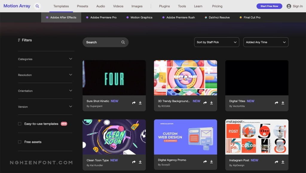 Hỗ trợ tải Motion Array miễn phí không giới hạn