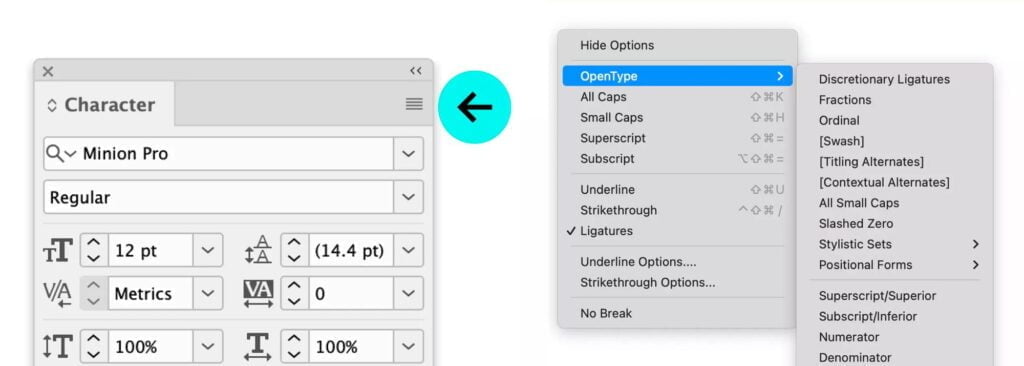 Cách sử dụng tính năng OpenType trên các phần mềm khác nhau